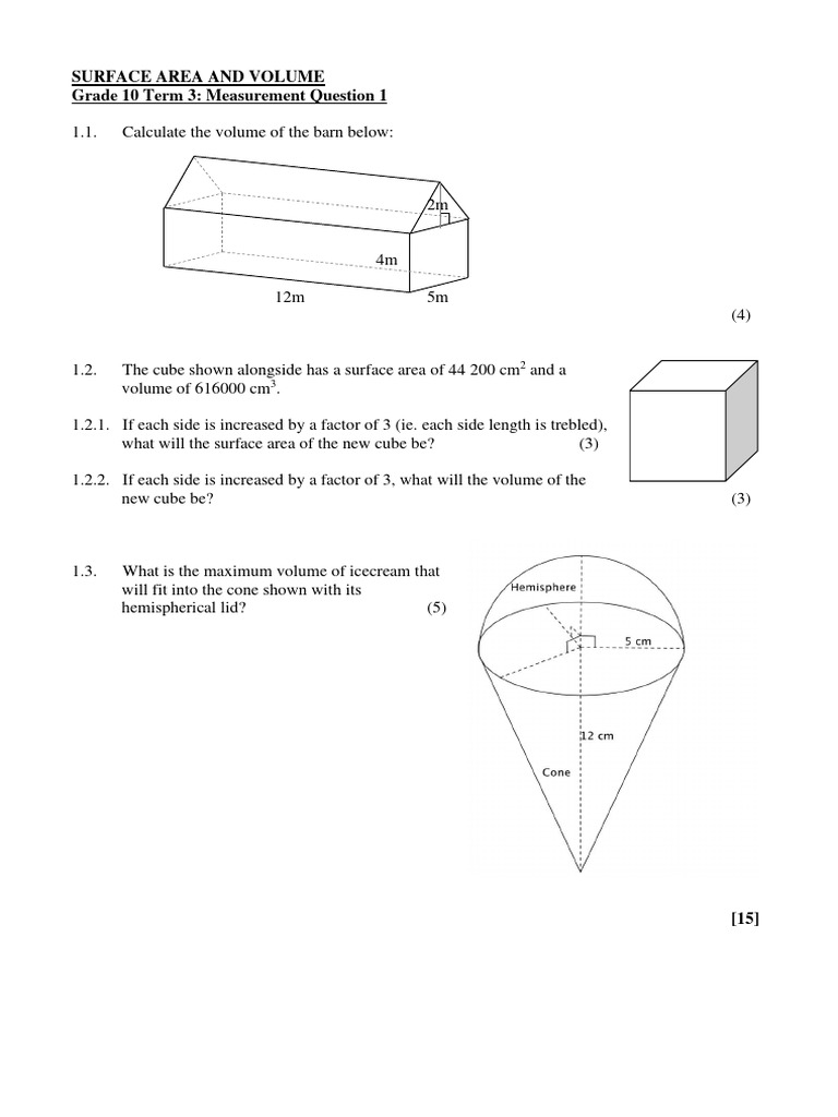 Grade 10 Measurement WORKSHEETS | PDF | Teaching Methods & Materials
