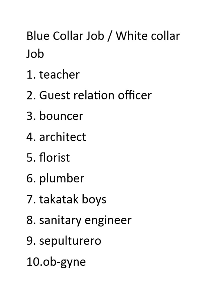 Blue Collar Job | PDF