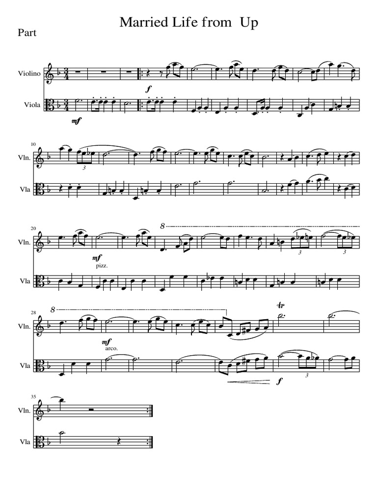 Married Life From Up Violino e Viola-Part | PDF | String Instruments