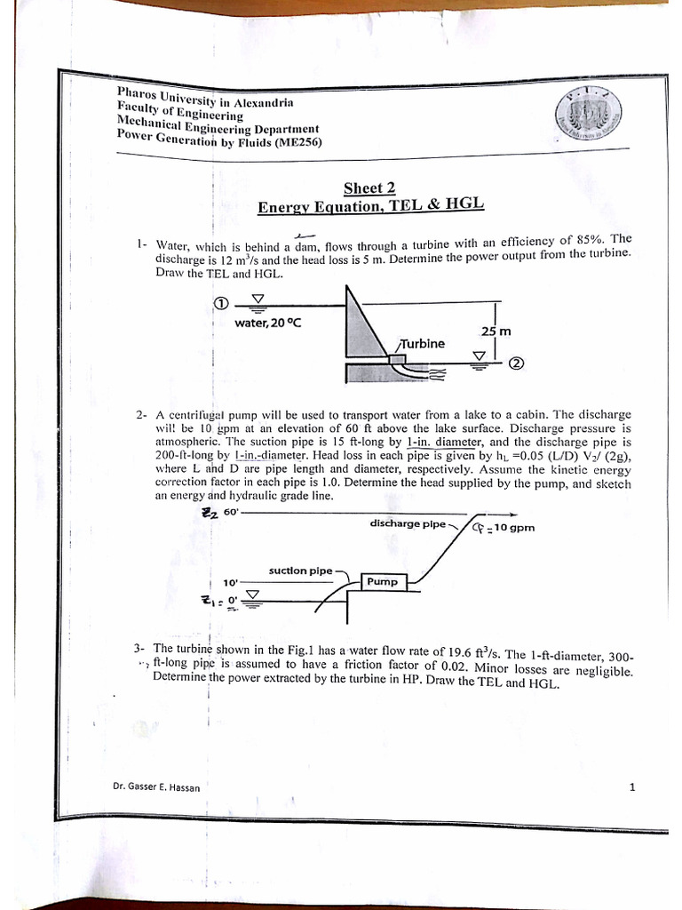 Sheet (2) With Model Answer (Power Generation) .Engineering | PDF