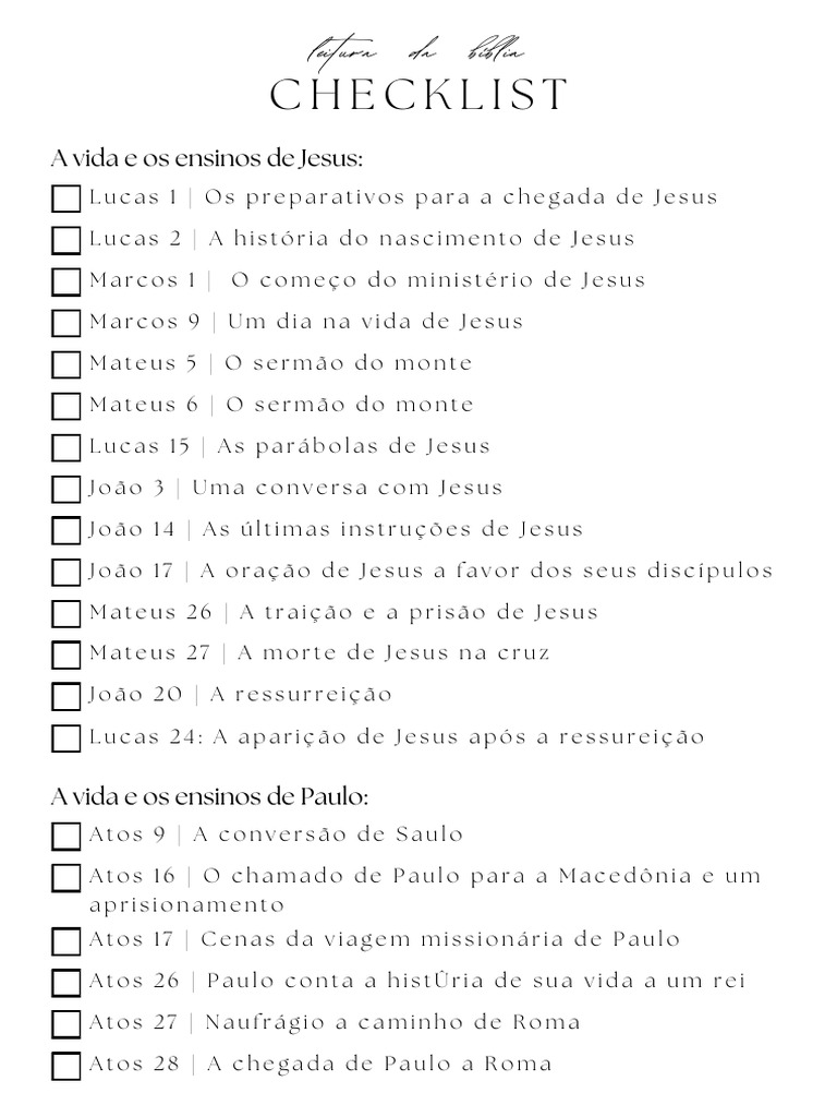Checklist de Leitura da Bíblia | PDF | Ciências Sociais | História