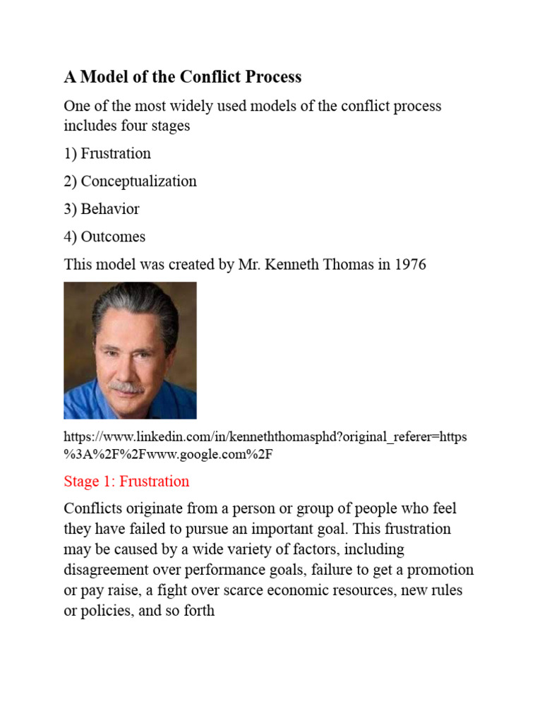 Diagram The Conflict Process Model Conflict Phases Relations