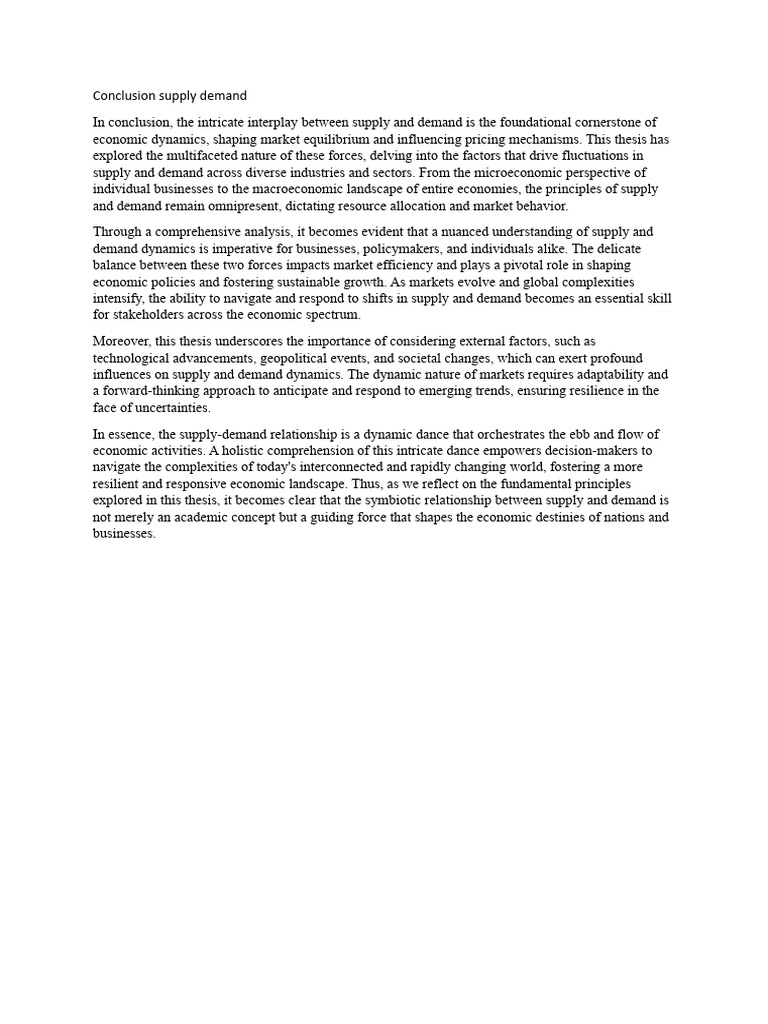 Conclusion Supply Demand | PDF | Social Science