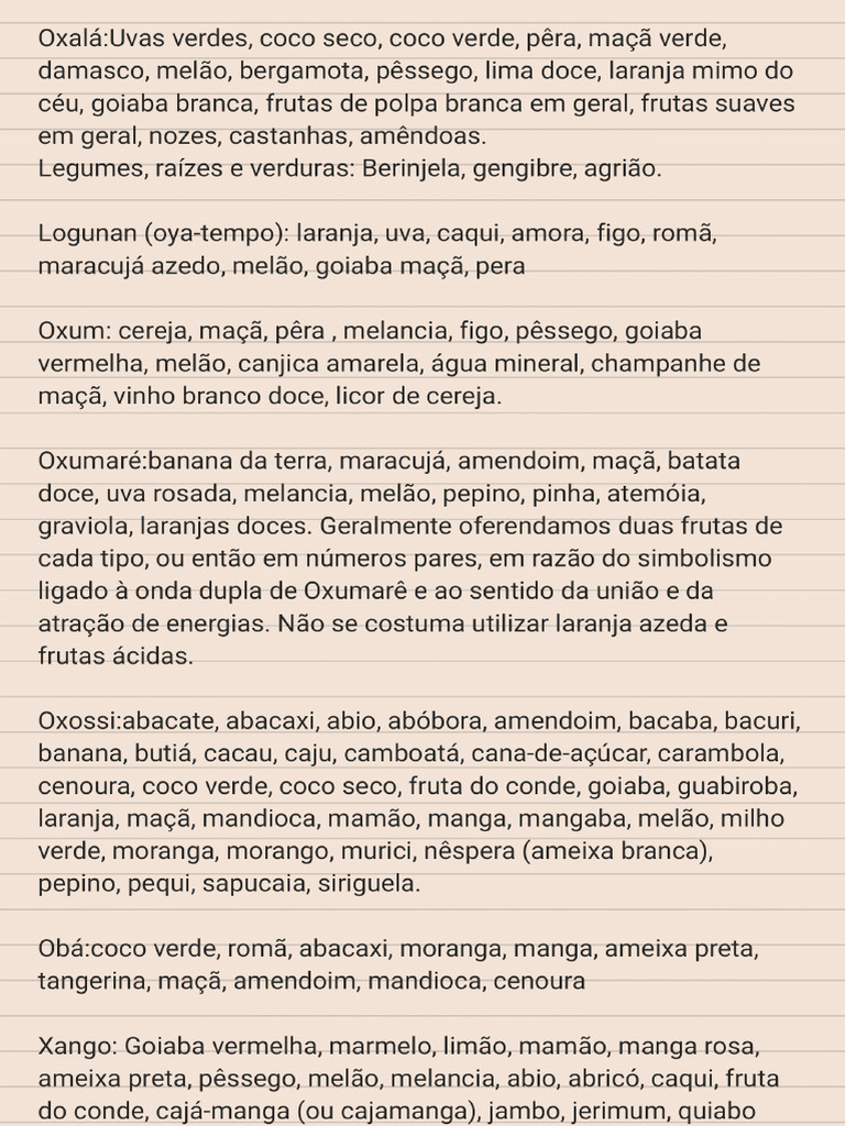 Frutas Dos Orixás Na Umbanda | PDF