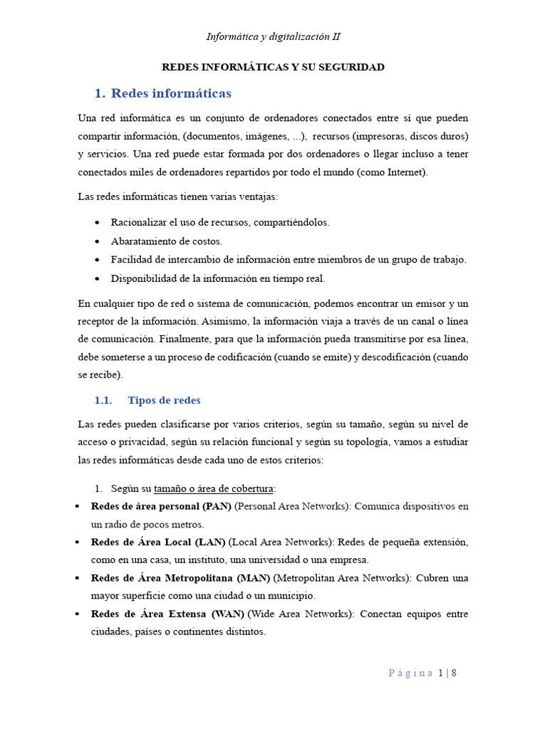 Temario Redes. Parte I | PDF | Dirección IP | Red de computadoras