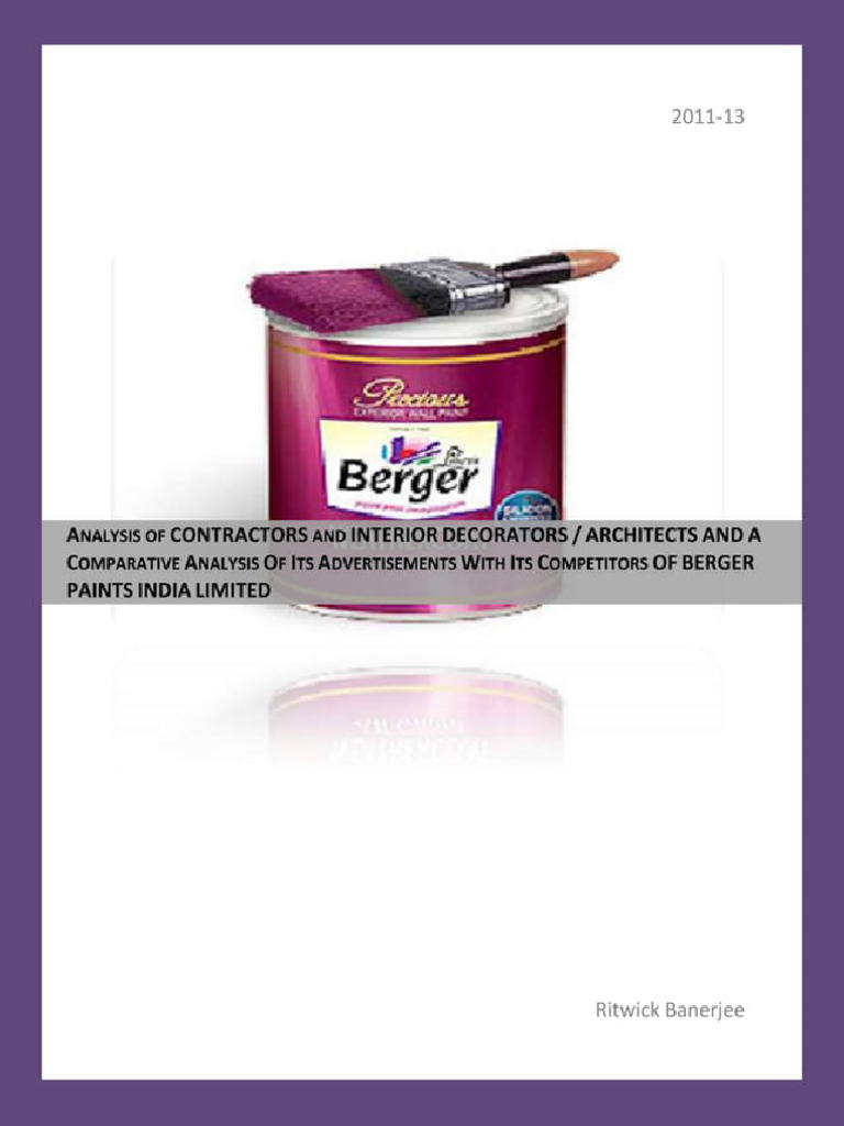 Summer Internship Project Report Berger Paints Marketring | PDF