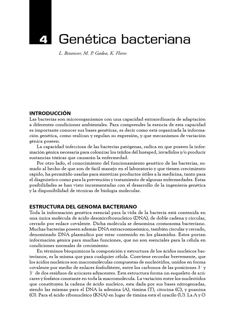 Cap4 - Genetica Bacteriana | Descargar gratis PDF | Plásmido | Adn