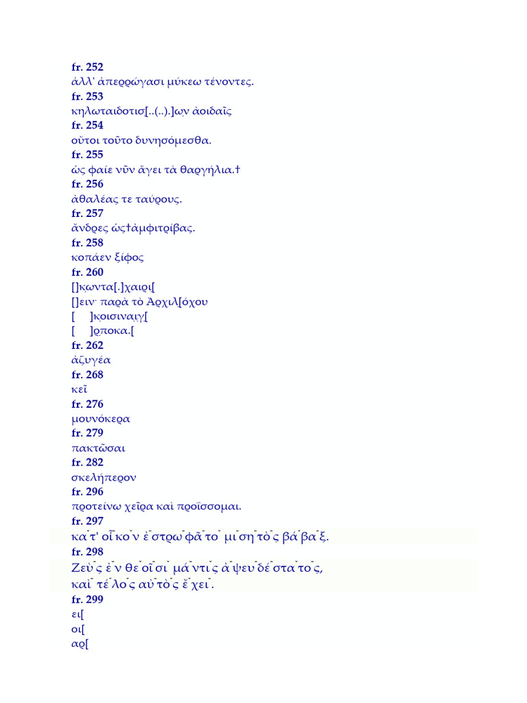 Frammenti Archilochei 252-331 (Con Metrica) | PDF