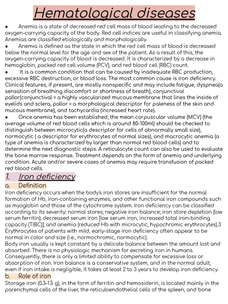 Hematological Diseases | PDF | Anemia | Vitamin B12