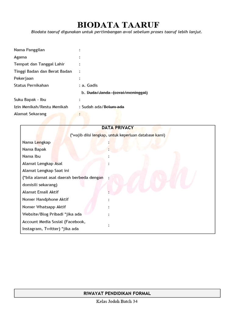 CV Cari Jodoh | PDF