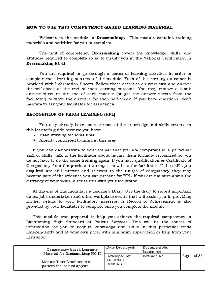 HOW TO USE THIS COMPETENCY To Learning Experiences | PDF