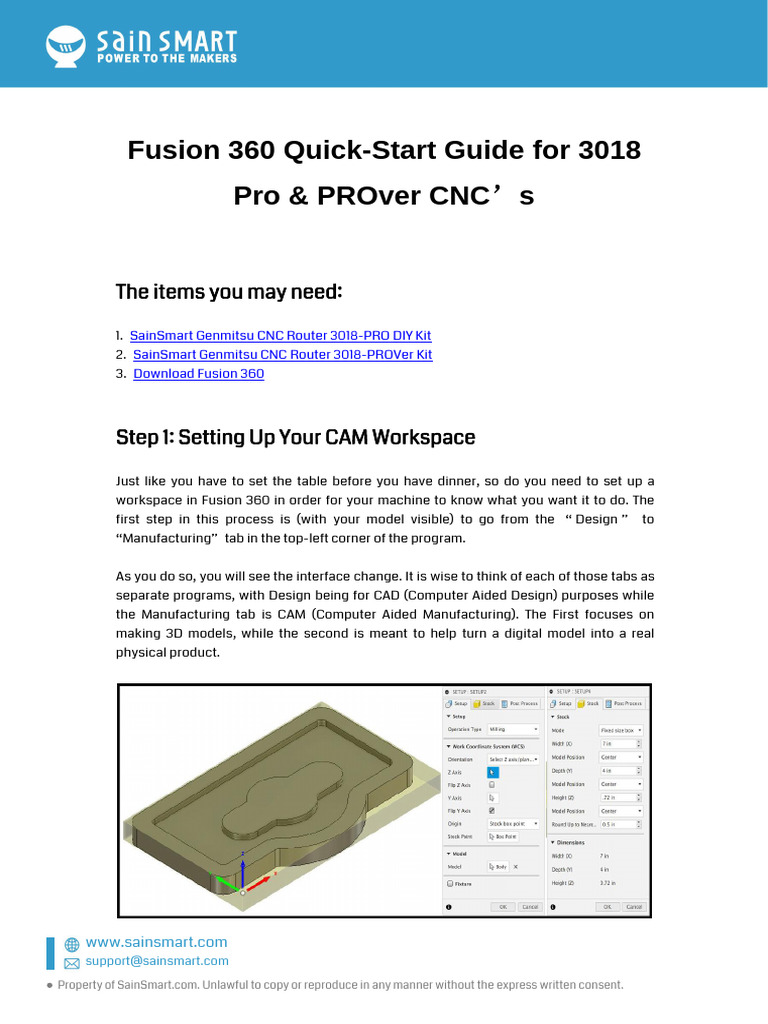 Fusion 360 Quick-Start Guide For 3018 Pro & PROver CNC's | PDF ...