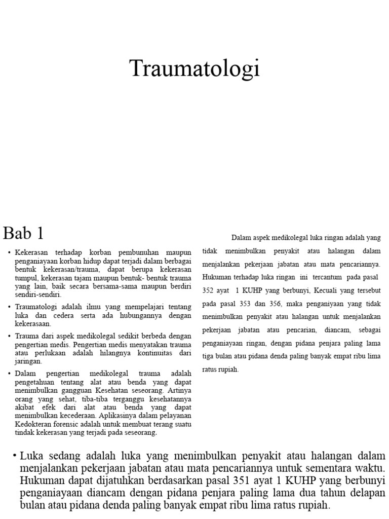 Ppt Bab 1 Traumatologi | PDF