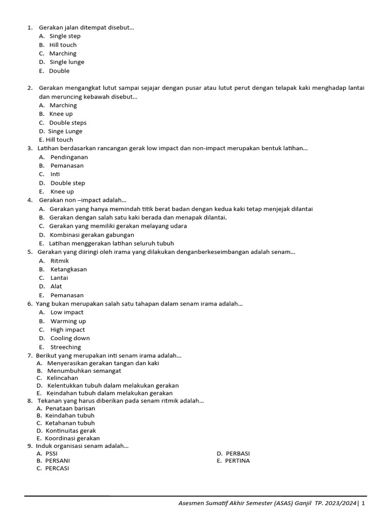 Latihan Penjas | PDF