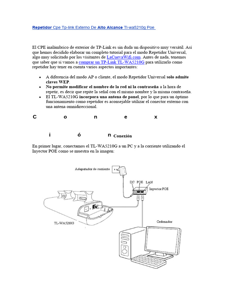 Manual de Configuracion para El TP LINK TL WA5210G Modo Repetidor ... Manual de Configuracion para El TP LINK TL WA5210G Modo Repetidor ...