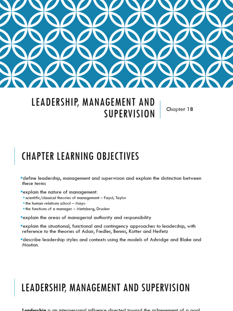 Chapter 18_Leadership, Management and Supervision | PDF | Leadership ...