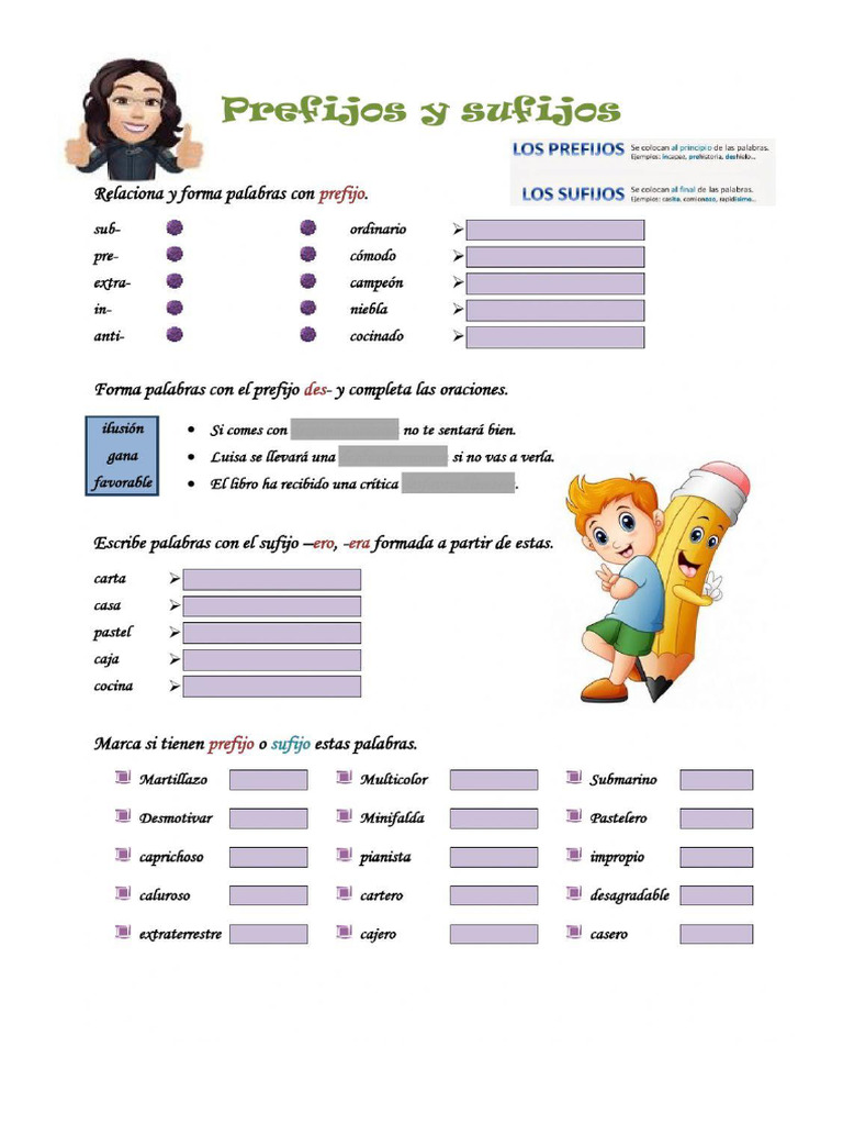 Ficha de Prefijos y Sufijos | PDF