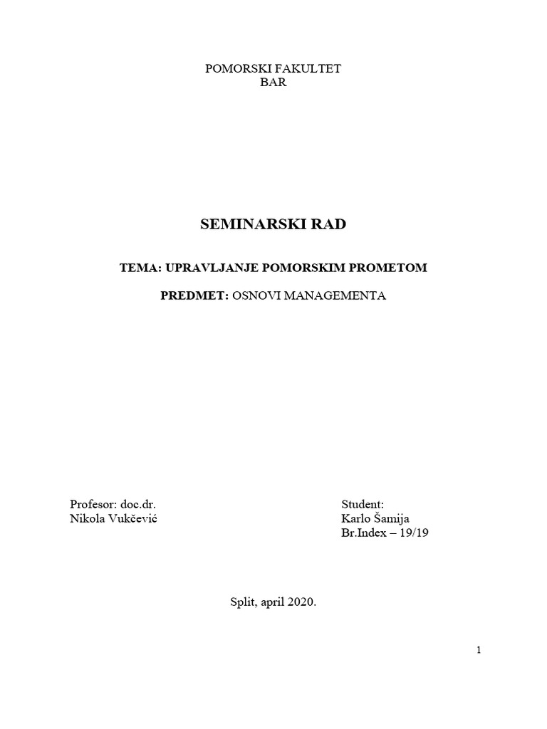 Karlo Samija Seminarski Rad | PDF