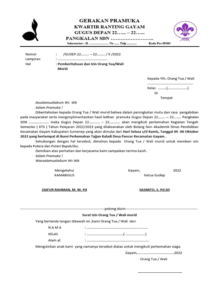 Contoh Surat Ijin Ortu | PDF