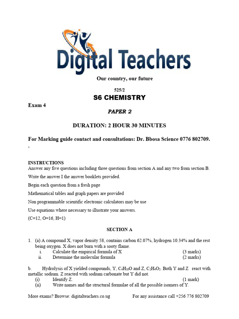 A Level Chemistry Paper 2 Exam 4 | PDF | Distillation | Magnesium