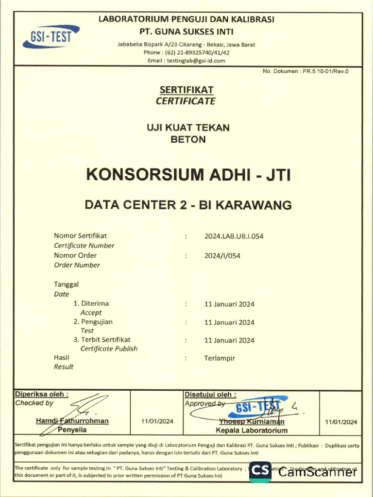 2024.LAB - UB.I.054 Beton - Adhi Karya - 12 Tekan | PDF