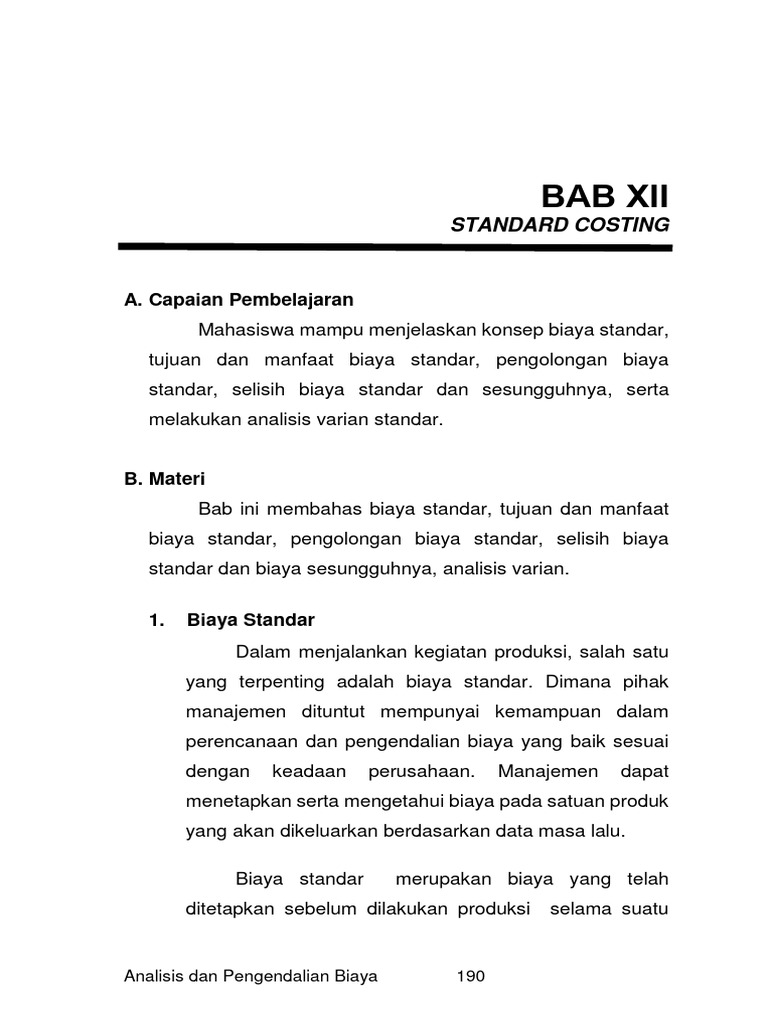 Bab 12-Standar Costing | PDF