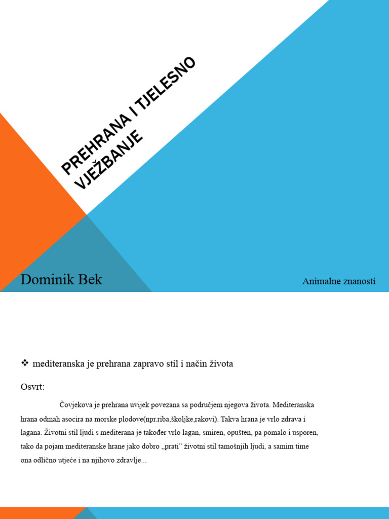 Prehrana I Tjelesno Vježbanje | PDF