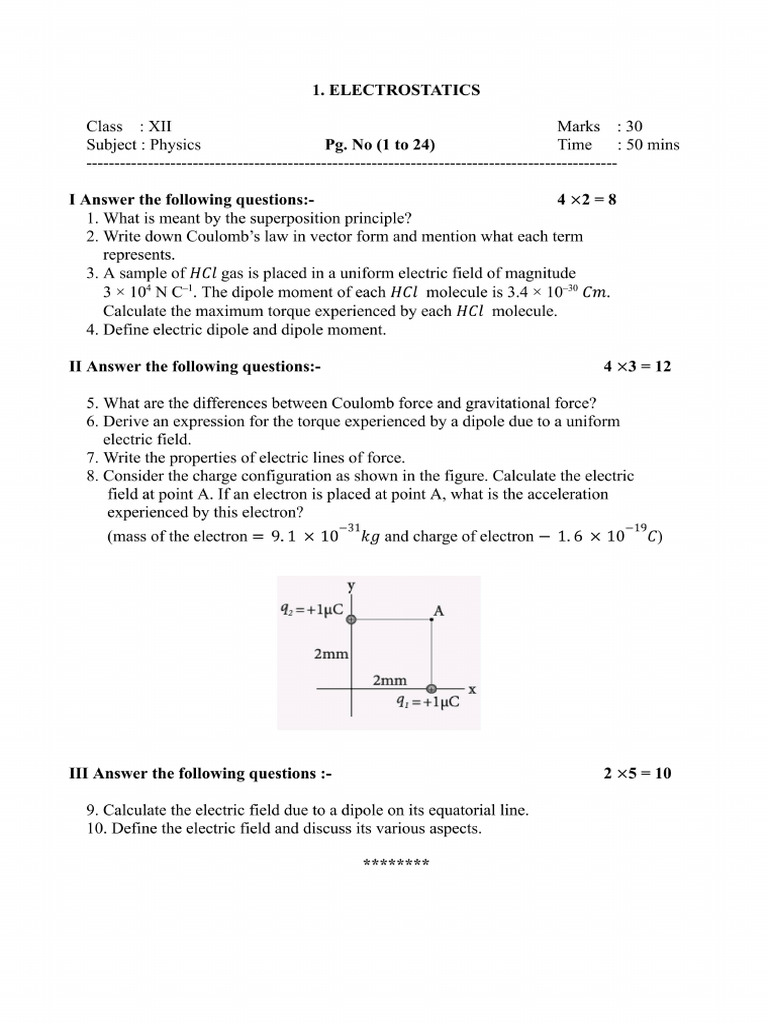 1 Electrostatics | PDF