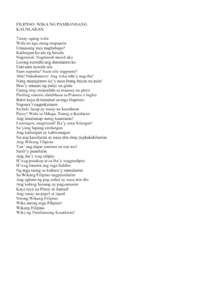 FILIPINO-WIKA NG PAMBANSANG KAUNLARAN | PDF