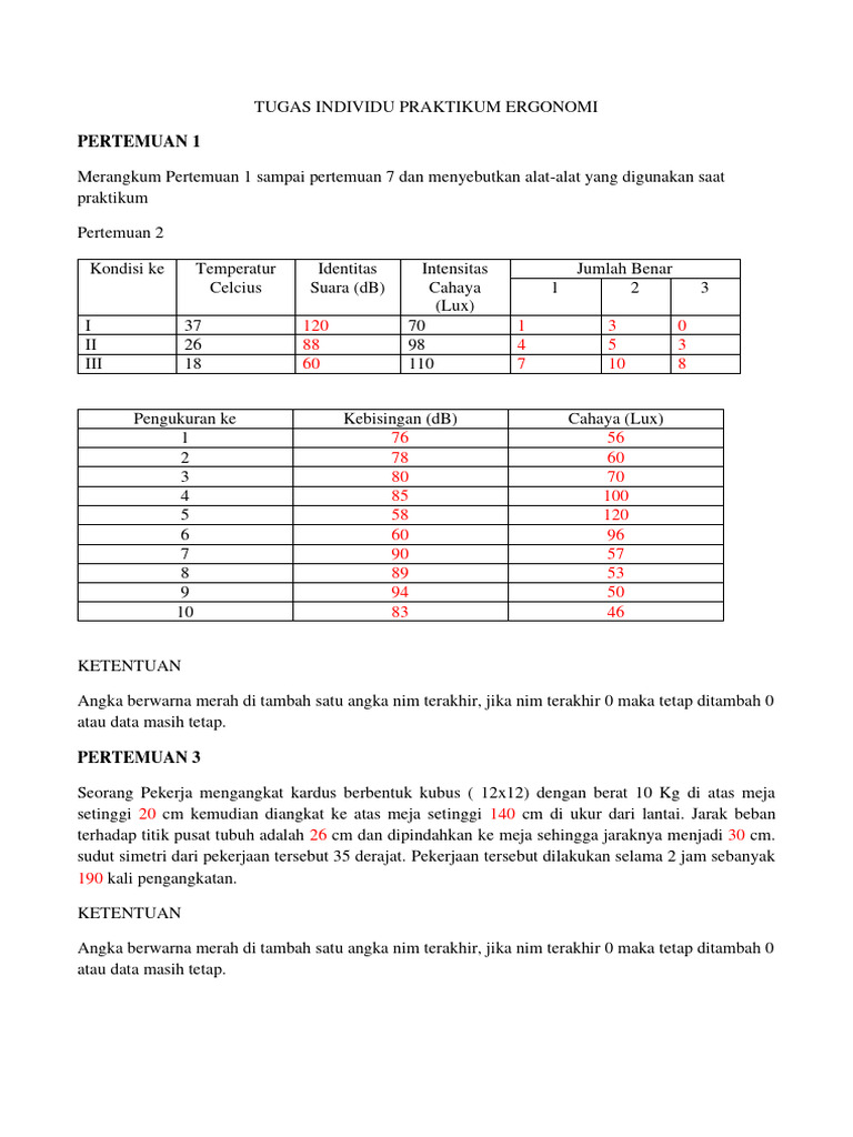 Tugas Individu Praktikum Ergonomi 2 | PDF