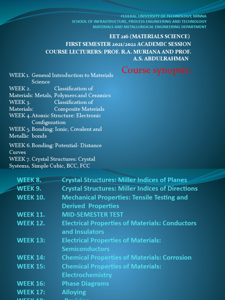 Materials Science (Eet 216) No 1 | PDF | Ceramics | Materials Science