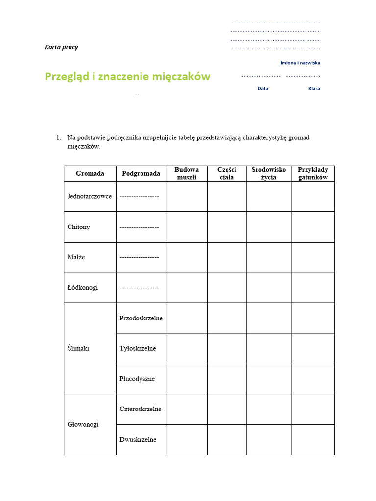 scenariusz-lekcji-10-przeglad-i-znaczenie-mieczakow-karta-pracy | PDF scenariusz-lekcji-10-przeglad-i-znaczenie-mieczakow-karta-pracy | PDF