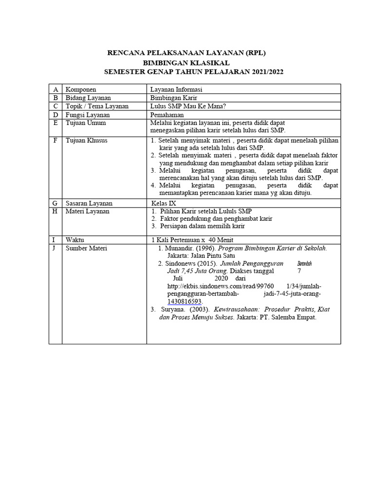 Referensi Karir SMP | PDF | Karier & Perkembangan | Bisnis