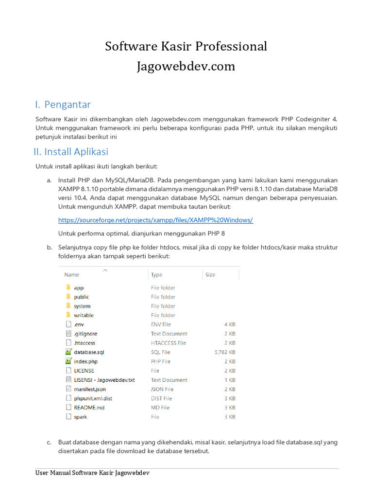 Software Kasir Toko Berbasis Web Dengan PHP Dan MySQL v1.0 - User Manual - (Jagowebdev) | PDF