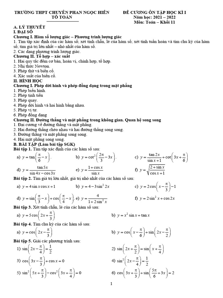 De Cuong Khoi 11 Hk1 Nam 2021 - 2022 | PDF