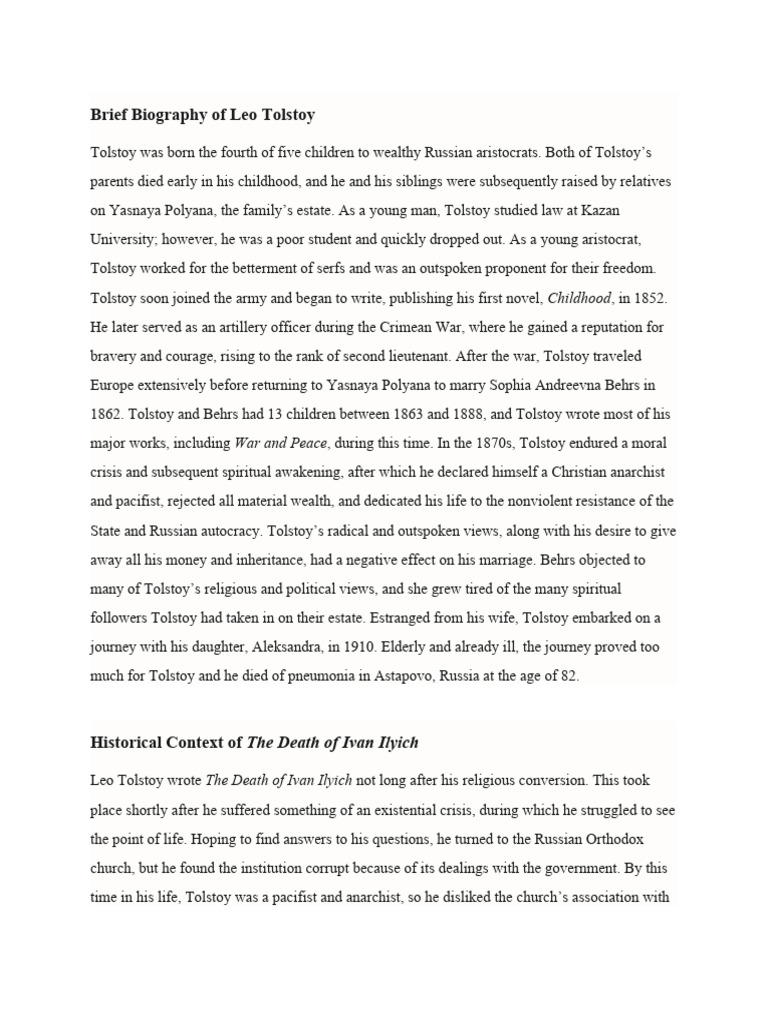 The Death of Ivan Ilych (Litcharts) | PDF | Leo Tolstoy