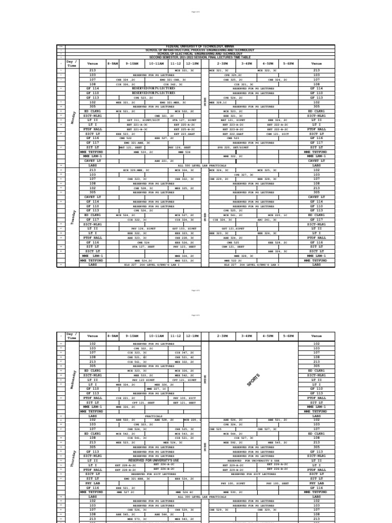 FINAL SIPET_SEET Second Semester 2021_2022 Lectures TimeTable | PDF | Engineering | Electrical ...