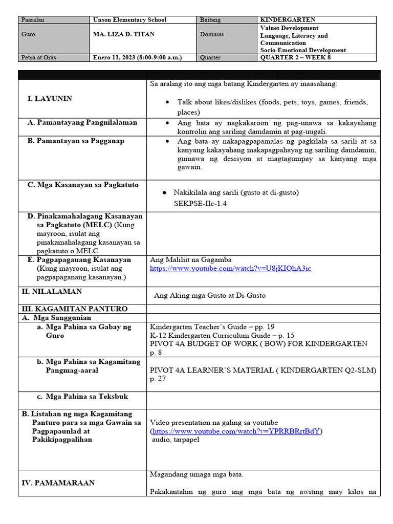 Lesson Plan Q2 W8 | PDF