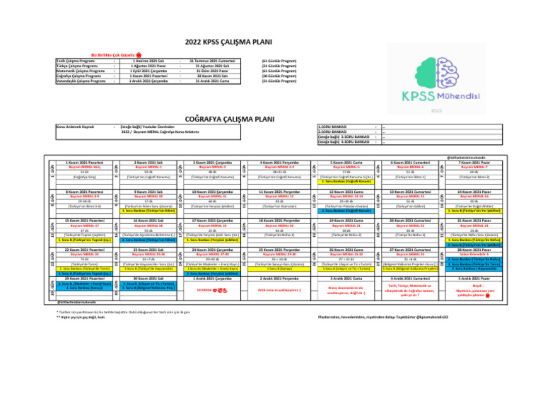 Kpss-2022-Calisma-Plani-2021-2022 | PDF