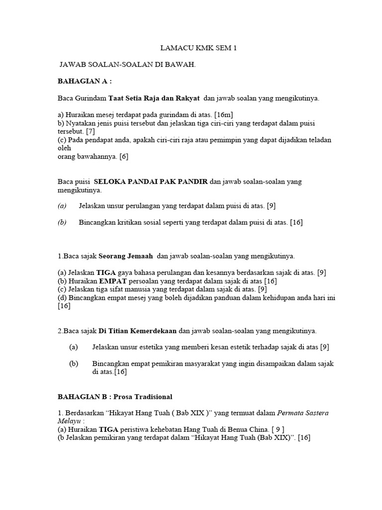 Lamacu KMK Sem 1 | PDF