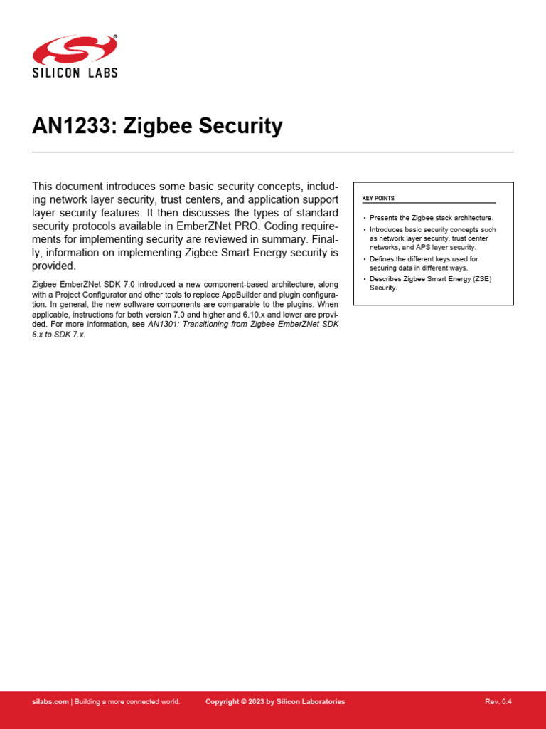 an1233-zigbee-security | PDF | Computer Network | Encryption