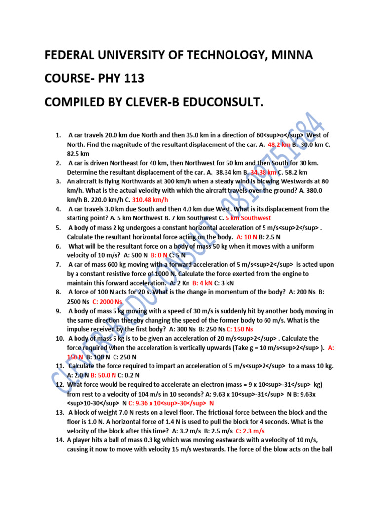Phy113 by Clever-B | PDF | Force | Momentum