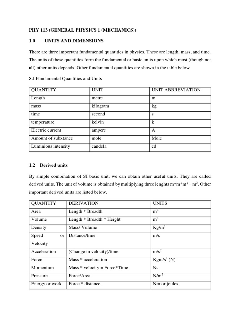 Phy 113 Materials... | PDF
