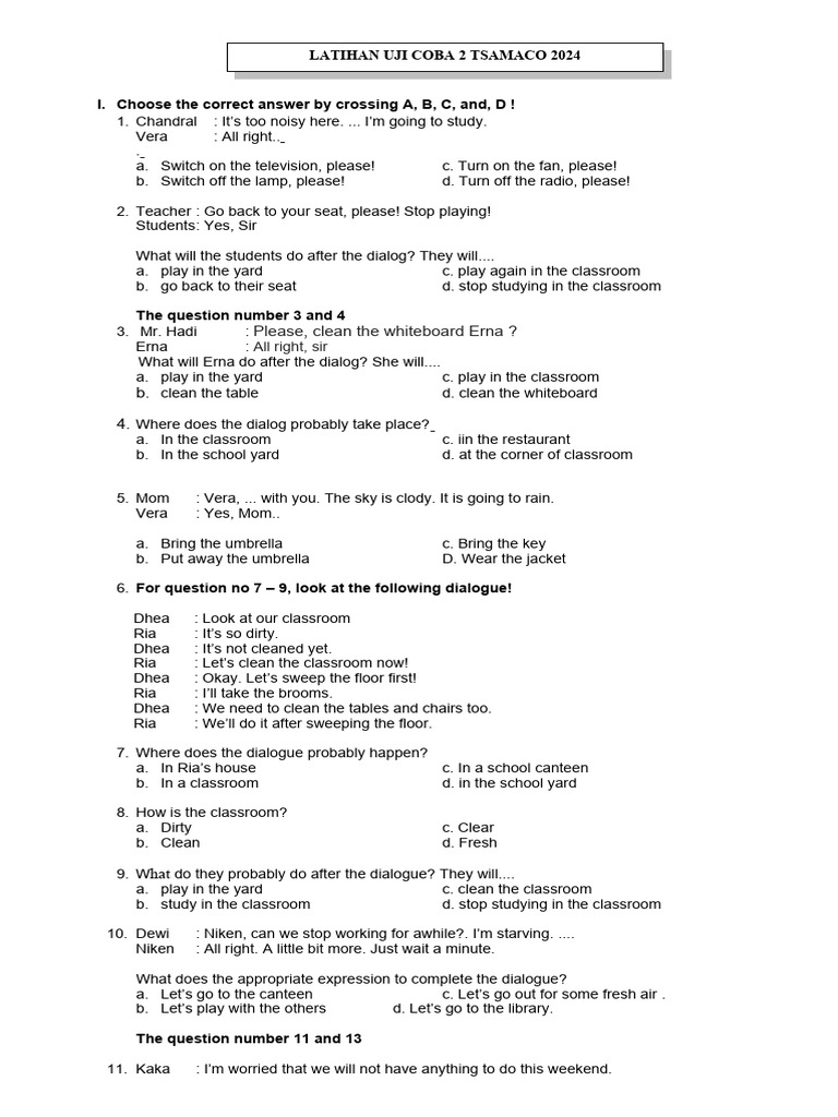 LATIHAN UJI COBA 2 TSAMACO 2023 | PDF