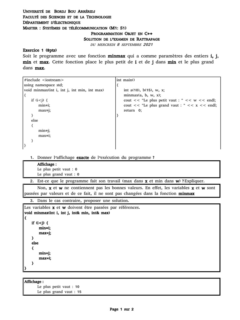 Solution-Examen2 Programmation Orientée Objet en C++ | PDF | C ++ | Informatique