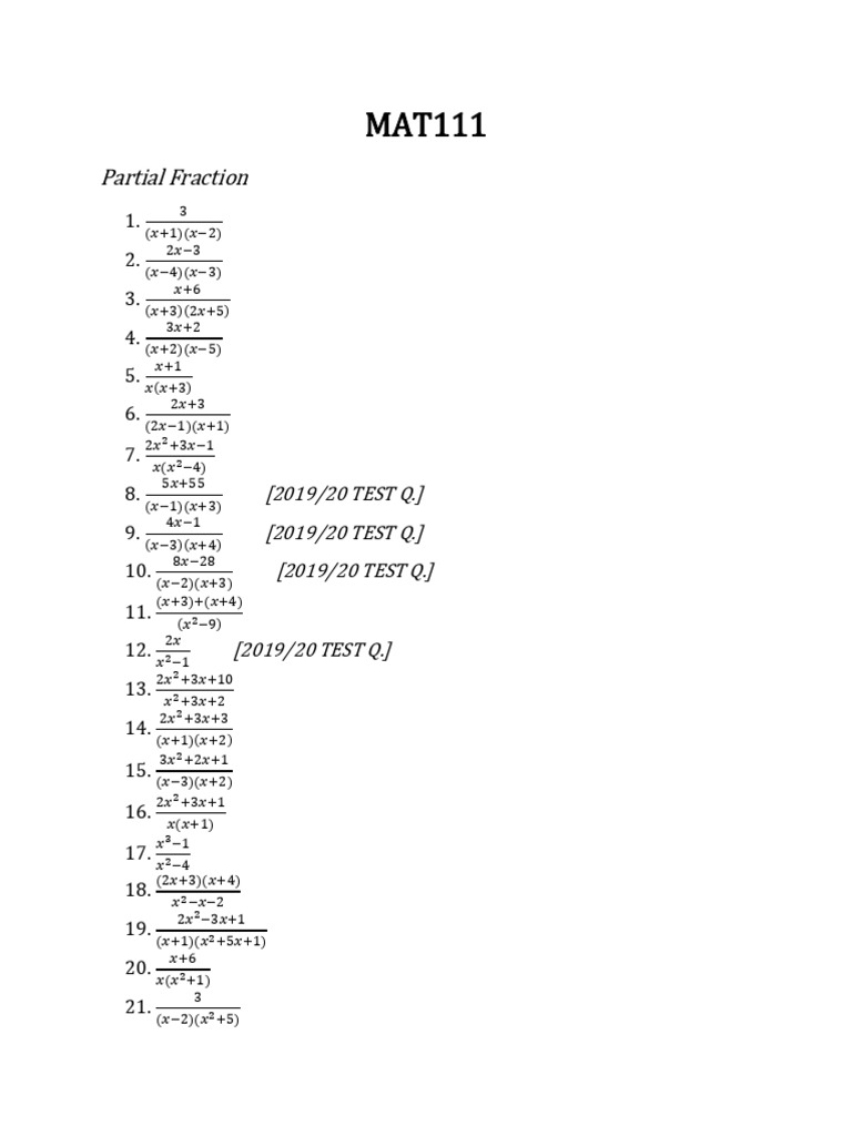 MAT111 Compiled Questions | PDF