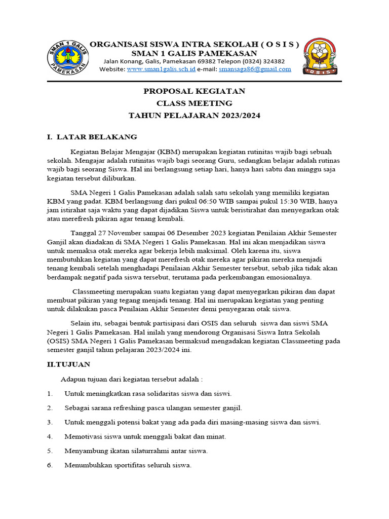 Proposal Class Meeting-1 | PDF | Karier & Perkembangan