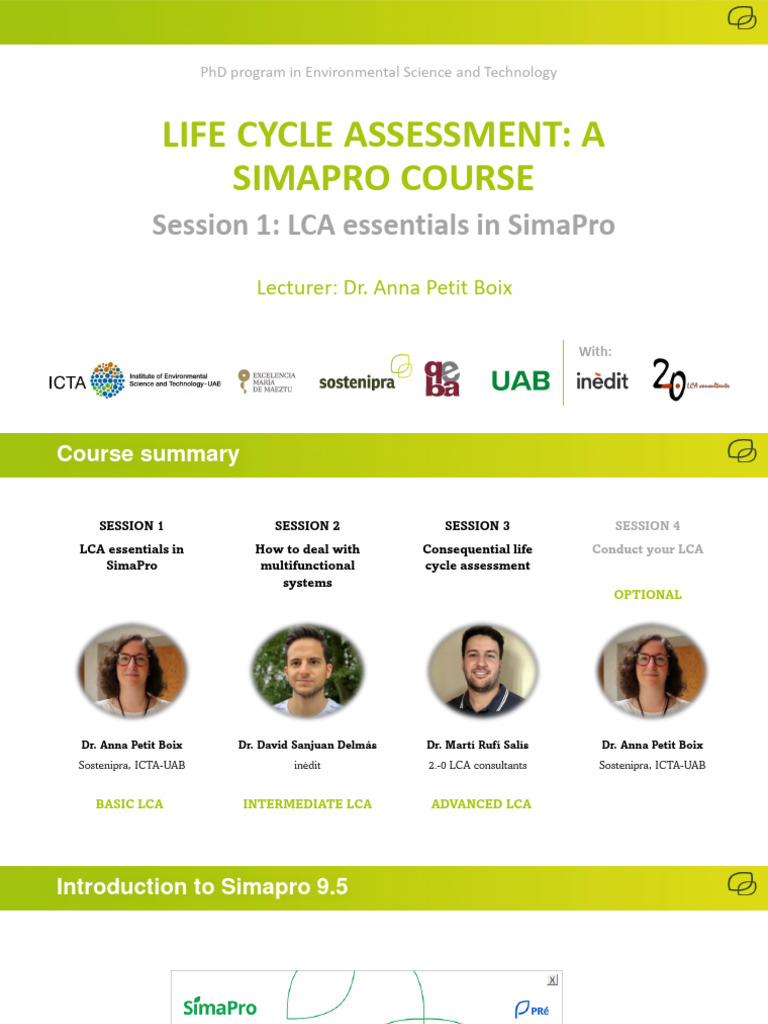 Session 1 Simapro | PDF | Life Cycle Assessment | Economy And The ...