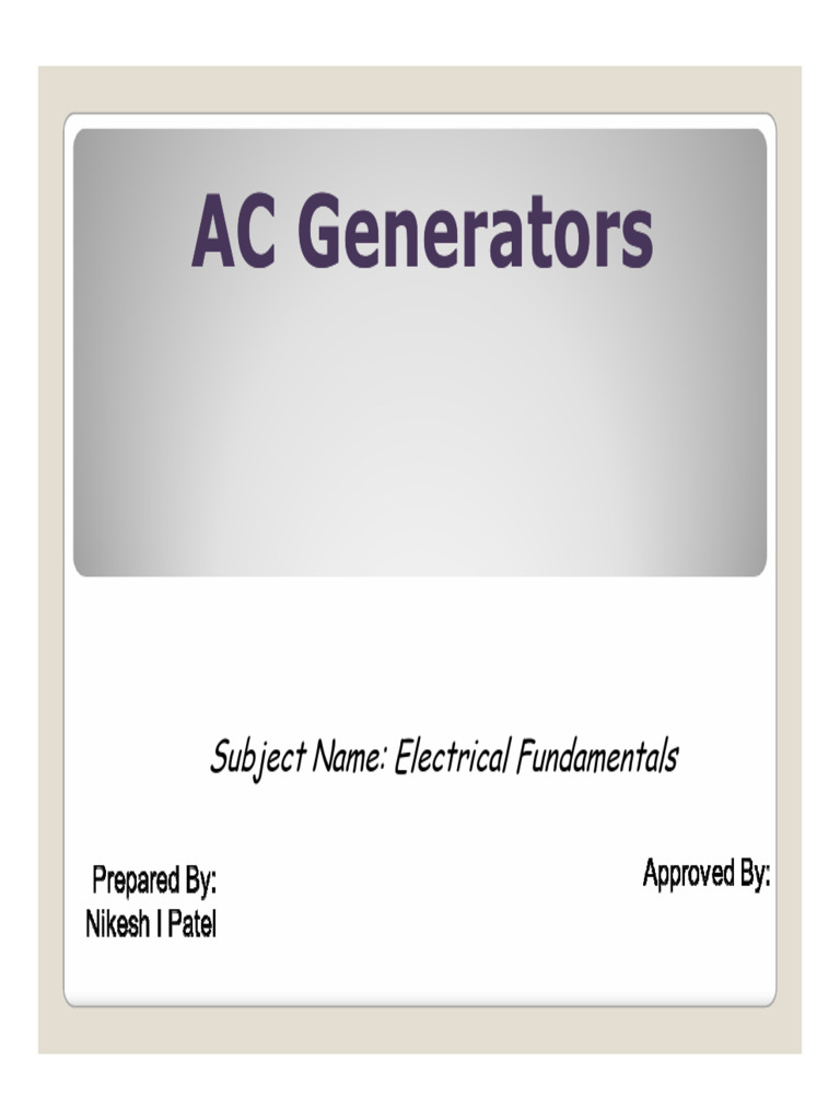 Ac Generator | PDF | Electric Generator | Electric Motor