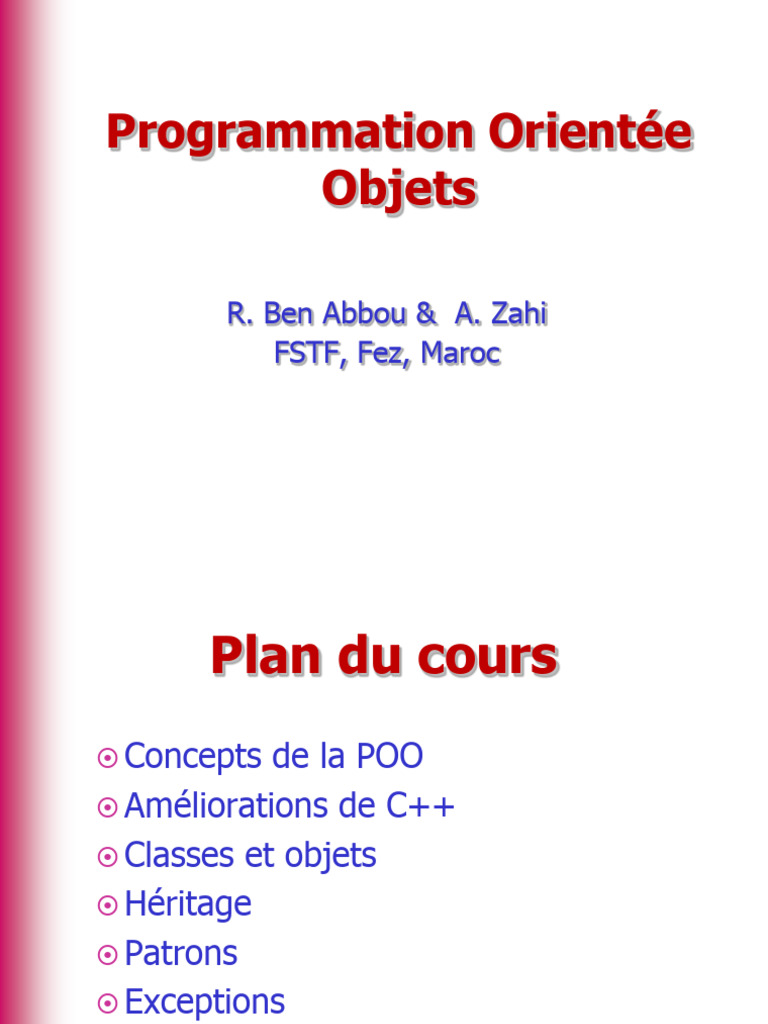 Concepts de la Programmation Orientée Objets | PDF | Programmation ...